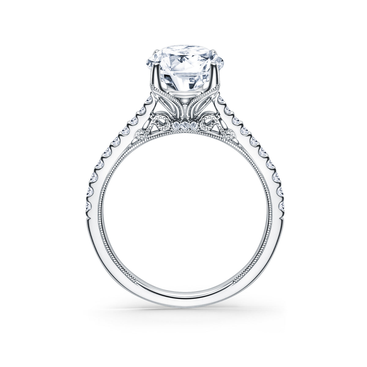 Cathedral Filigree Hidden Halo Diamond Engagement Ring – Kirk Kara