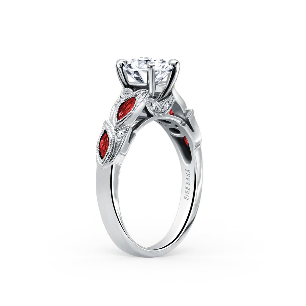 Botanical Floral Ruby Marquise Diamond Engagement Ring – Kirk Kara