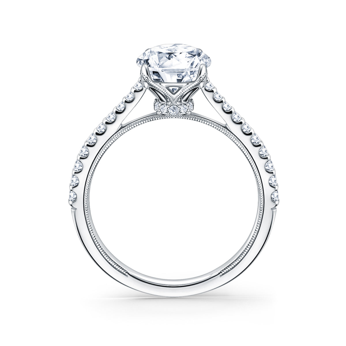 Cathedral Hidden Halo Solitaire Diamond Engagement Ring – Kirk Kara
