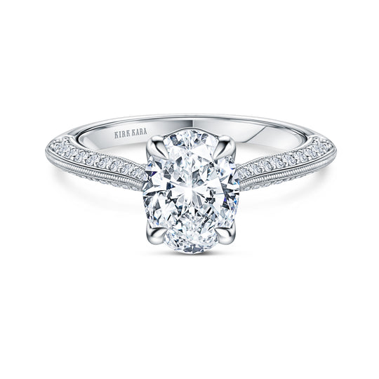 Knife Edge Milgrain Diamond Cathedral Engagement Ring – Kirk Kara