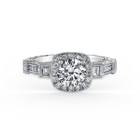 Modern Channel Detailed Diamond Halo Engagement Ring – Kirk Kara