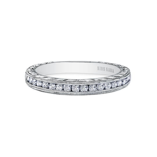 Channel Engraved Milgrain Diamond Wedding Band – Kirk Kara